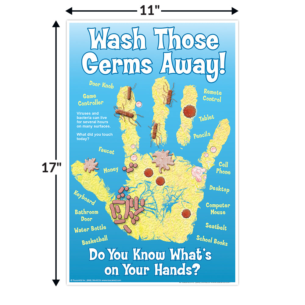 Wash Those Germs Away Poster for Children – ToucanEd